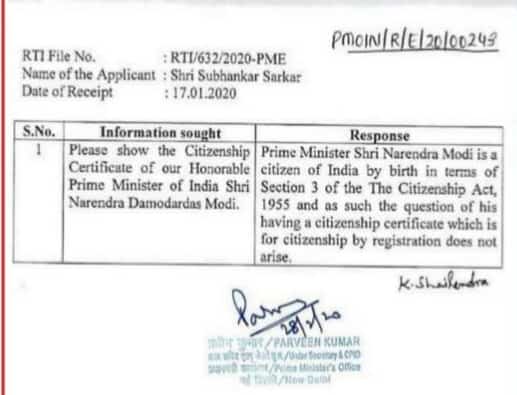 Modi has no citizenship certificate, he’s Indian by birth: PMO - The ...