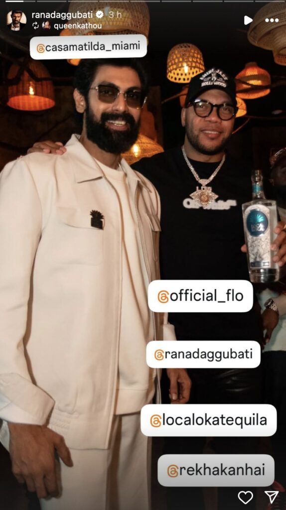 Rana Daggubati poses with 50 Cent, Cuba Gooding Jr. and Flo Rida