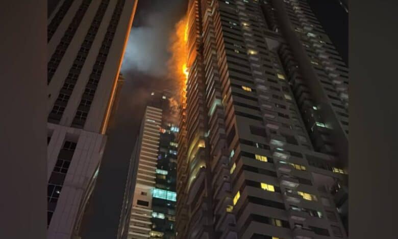 Massive fire breaks out in 67-storey skyscraper in Dubai Marina; 3,820 ...