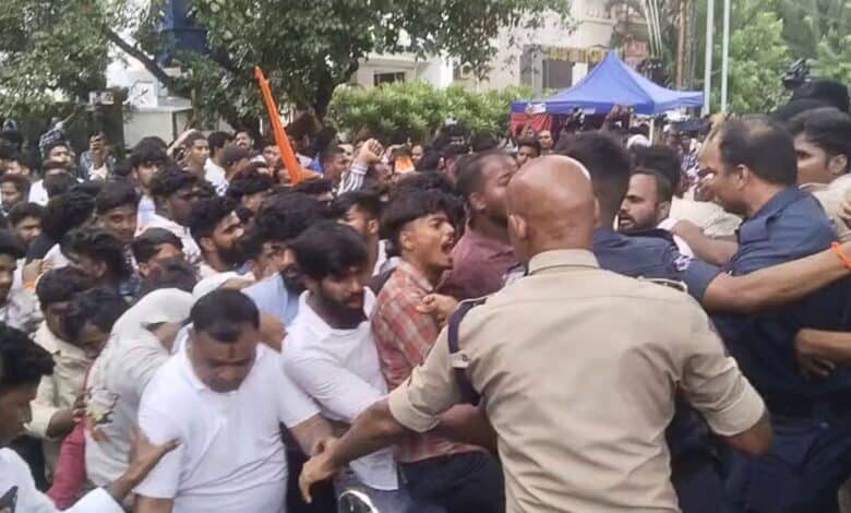 Video: Protest, attempts to barge in on disputed temple land in Banjara ...