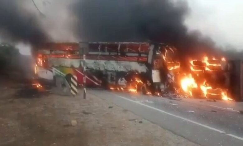 13 people, including 2 from Telangana, killed as bus catches fire in AP